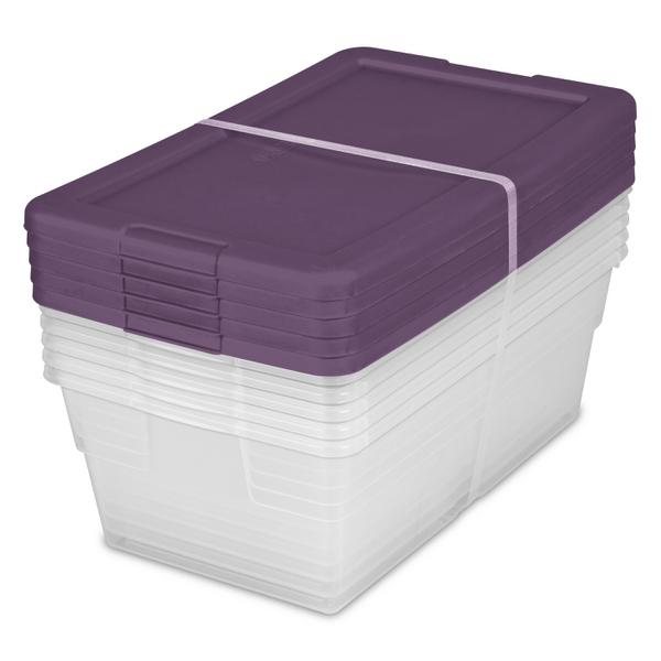 Sterilite 1643 - Set of (5) 6 Qt. Storage Boxes Moda Purple 16438V06